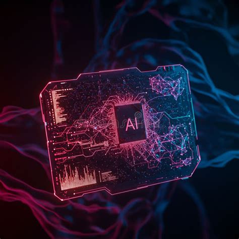 Futuristic Digital Circuit Board Design Featuring A Central Ai Chip The Board Illuminate Stock