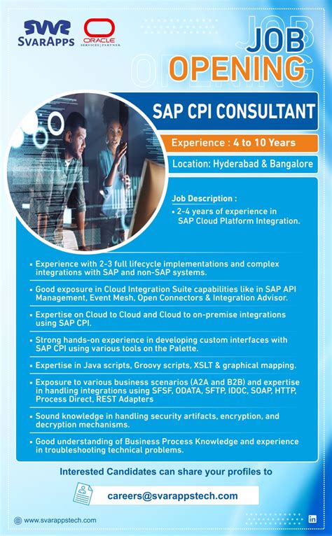 Sap Cpi Consultant Jobopening Jobalert Svarapps Technologies Group