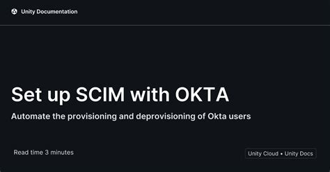 Set Up Scim With Okta • Unity Cloud • Unity Docs