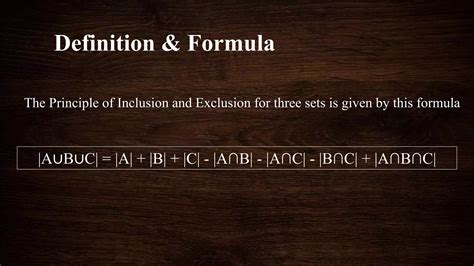 The Principle Of Inclusion And Exclusion For Three Sets By Sharvari Pptx Physics Science