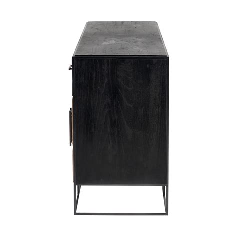 Rustika Buffet 5 Doors 3 Drawers Rustic Boat Wood And Nordic Black At Futonland