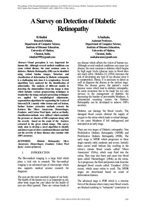 Pdf A Survey On Detection Of Diabetic Retinopathy