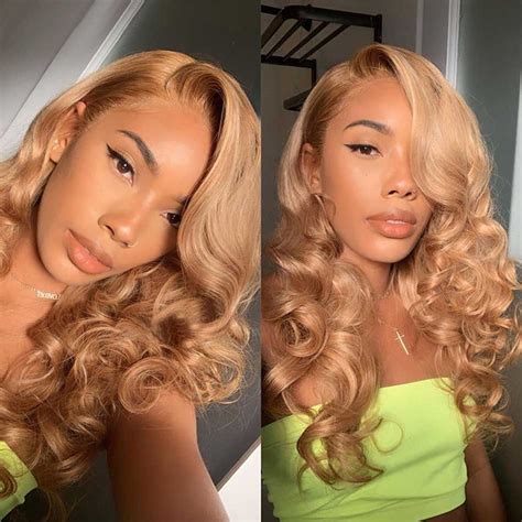 Tuneful Glueless 27 Honey Blonde Colored 13x4 Lace Frontal Human Hair