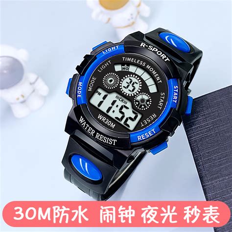 儿童手表电子表男童潮防水夜光女孩多功能运动表青少年中小学生表 虎窝淘