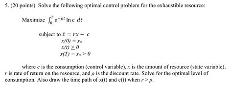 Solved Points Solve The Following Optimal Control Chegg