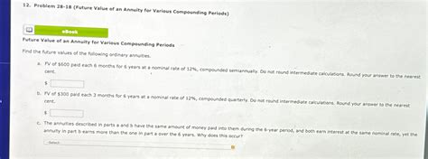 Solved Problem 28 18 Future Value Of An Annuity For Various