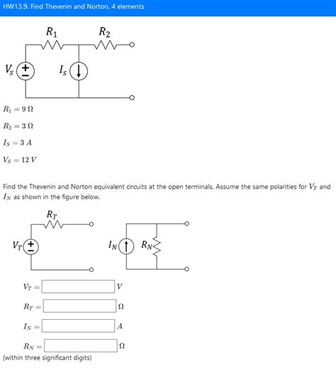 Solved HW Find Thevenin And Norton Elements R R W Chegg Com