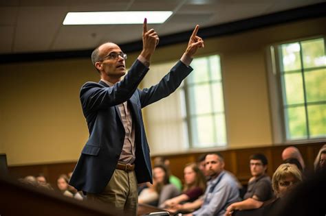 Premium Photo Photo Of A College Professor Conducting A Lecture Generative Ai