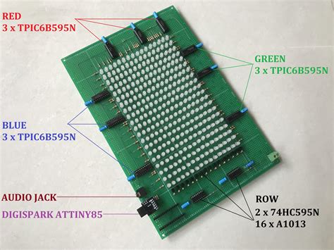 Attiny85 Spectrum Analyzer On Rgb Led Matrix 16x20 5 Steps With
