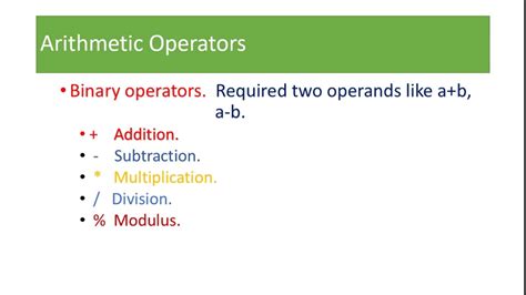 Arithmetic Operators In C Language Youtube