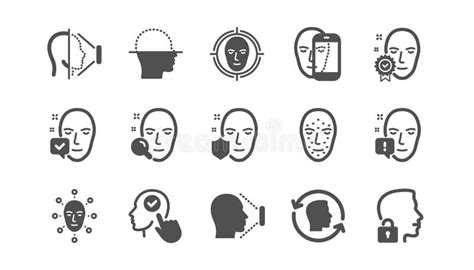 Face Recognize Icons Biometrics Detection Face Id And Scanning Classic Icon Set Vector Stock