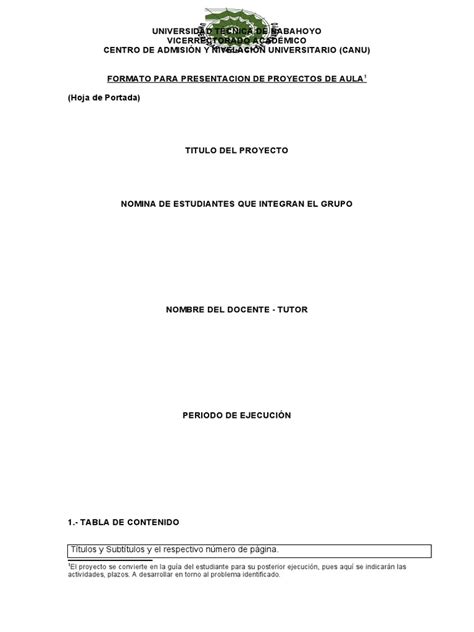 Formato Para Presentacion De Proyectos De Aula1 Pdf Science