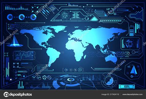 Abstract Technology Futuristic Map Hud Interface Hologram Elements Digital Data Stock Vector