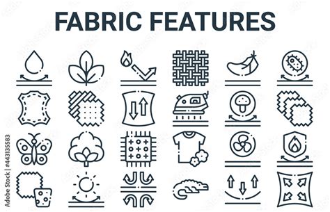 Linear Pack Of Fabric Features Line Icons Simple Web Vector Icons Set Such As Arrows Cork