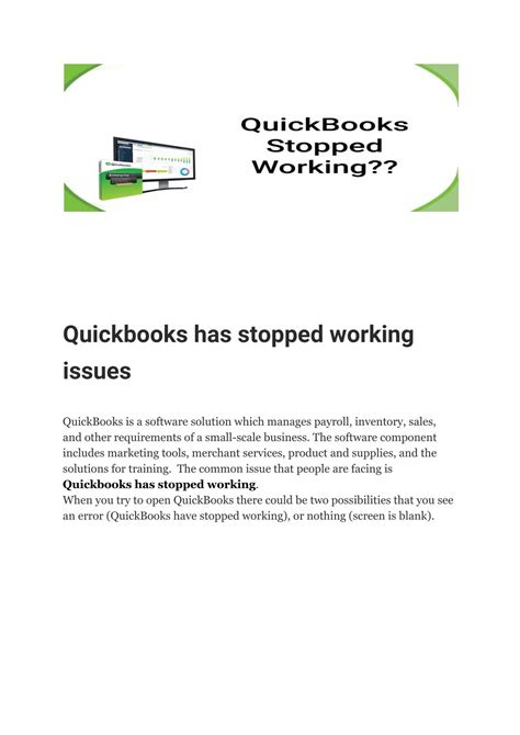 PPT Quickbooks Has Stopped Working Issues PowerPoint Presentation Free Download ID