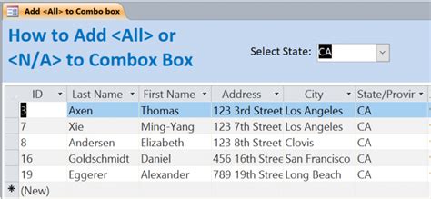 How To Add “all” Or “n A” Options To Combo Box