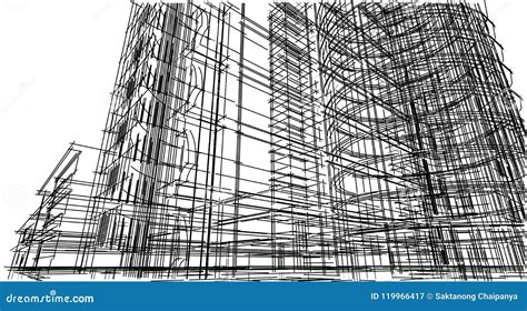 Abstract 3d Building Wireframe Structure Illustration Construct Stock Illustration
