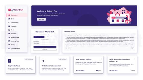 Aiwritecraft Ai Writing Saas Dashboard Template