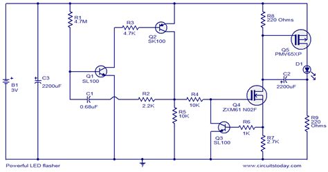Powerful LED Flasher Electronic Circuits And Diagrams Electronic Projects And Design