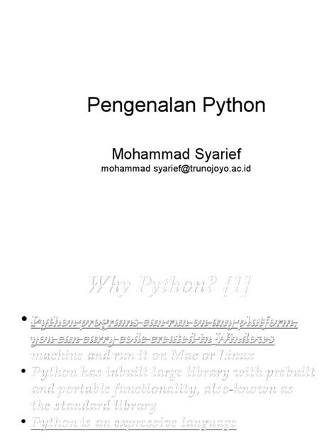 Pengenalan Python Mohammad Syarief Pdf Python Programming