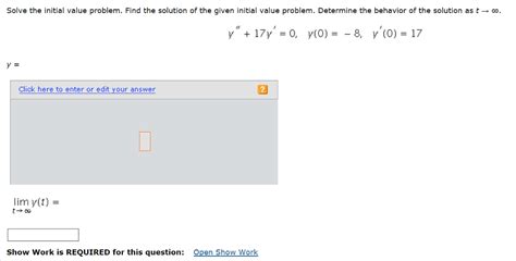Solved Solve The Initial Value Problem Find The Solution Of Chegg