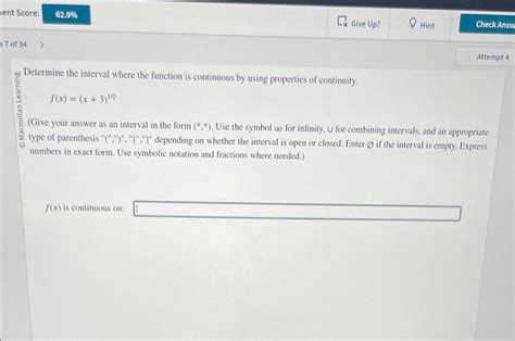 Solved Determine The Interval Where The Function Is Chegg