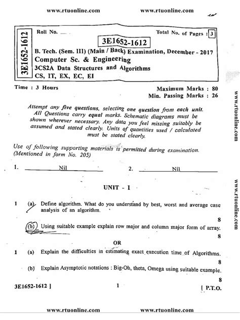 Qwerty Dsa Rtu 3rd Sem Papers 2017 Pdf