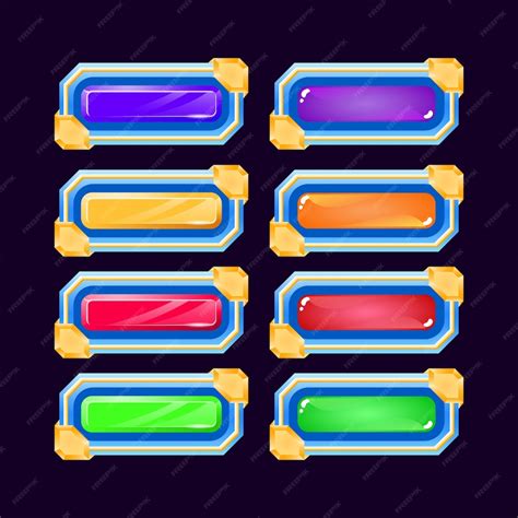 Premium Vector Set Of Fantasy Game Ui Colorful Jelly And Diamond Button With Glossy Border For