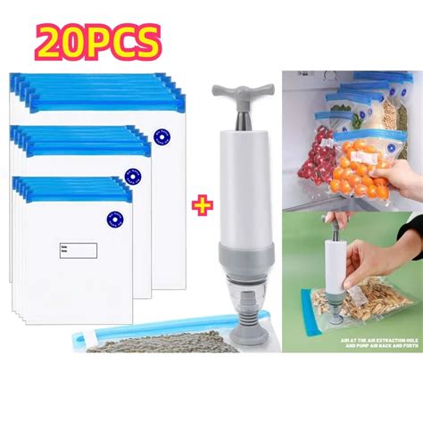 Многоразовые вакуумные пакеты для хранения еды Aliexpress