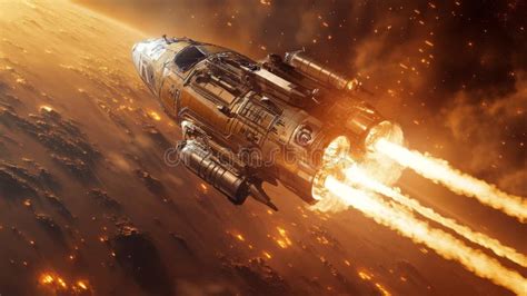 A Futuristic Spacecraft Ascends Through Vibrant Clouds During A Martian Exploration Mission