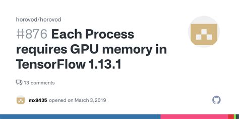Each Process Requires Gpu Memory In Tensorflow 1131 · Issue 876 · Horovodhorovod · Github