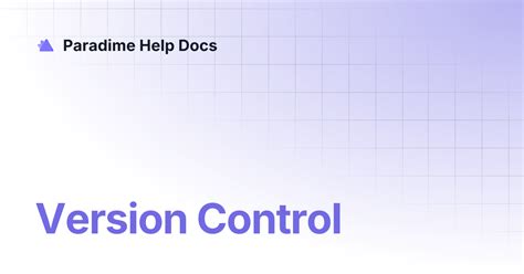 Version Control Paradime Help Docs