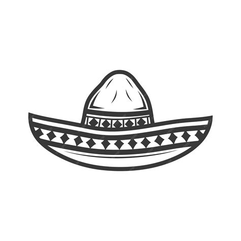 A Black And White Illustration Of A Traditional Mexican Sombrero