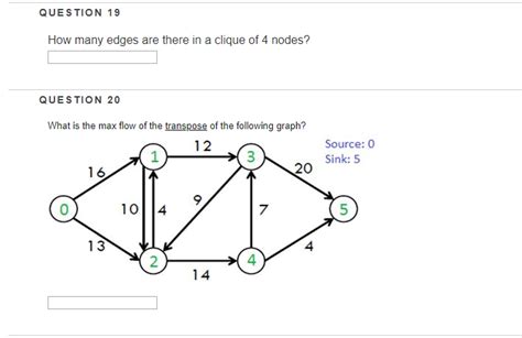 question 19 how many edges are there in a clique of 4