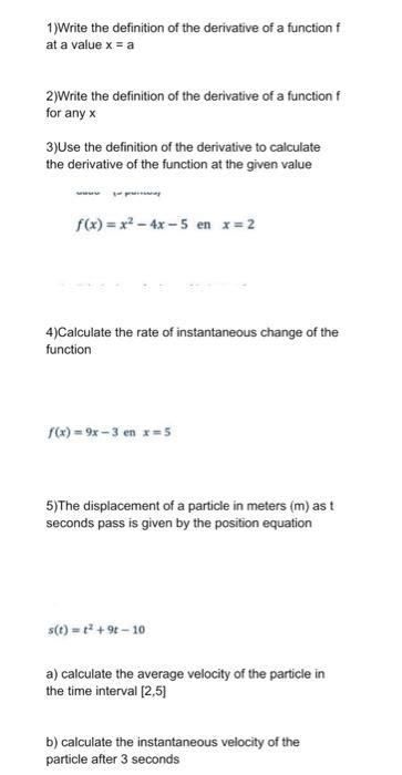 Solved 1 Write The Definition Of The Derivative Of A Chegg Com