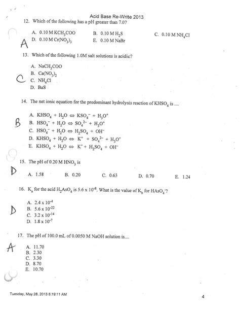 Acid Base Practice Test 4 Keypdfkkjkjk Pdf