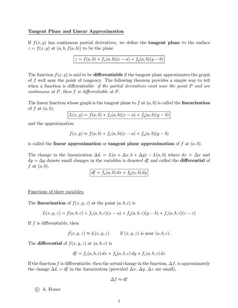 Linearization Section Specific Notes With Practice Questions Created By Dr A Fraser