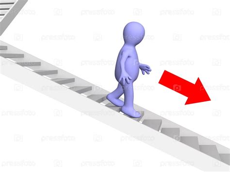 Фотография на тему Стилизованный 3d человек спускающийся по лестнице Pressfoto