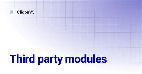 Third Party Modules Cliqonv5