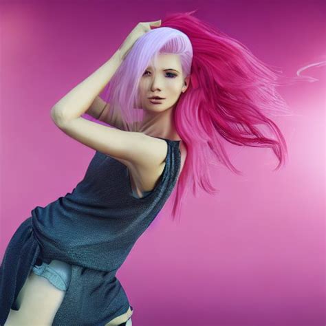 Stabilityaistable Diffusion · Cuties Woman With Pink Hair Do Random