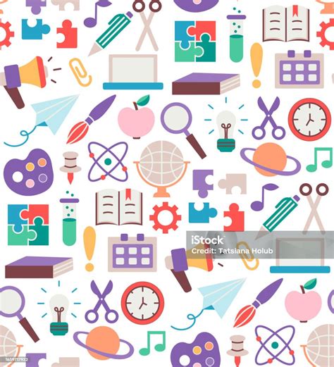 학교로 돌아 가기 학교에서 공부하기 위한 문구류의 패턴 이음새 교육 아이 액세서리 인쇄 개체 물건 디자인 그래픽 벽지 요소