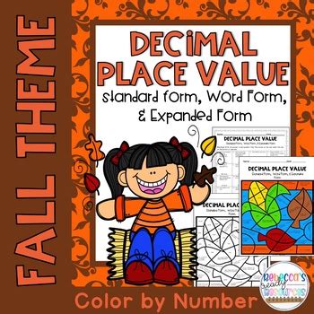 Decimal Place Value Standard Word Expanded Form Color By Number Fall Theme