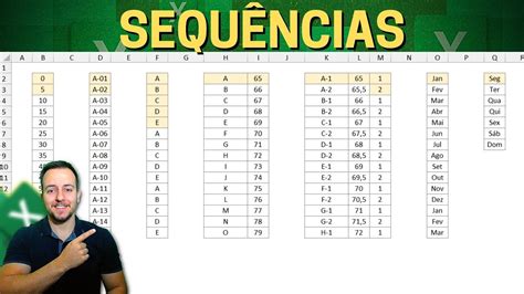 sequência com letras no excel sequência numéricas códigos ids etc