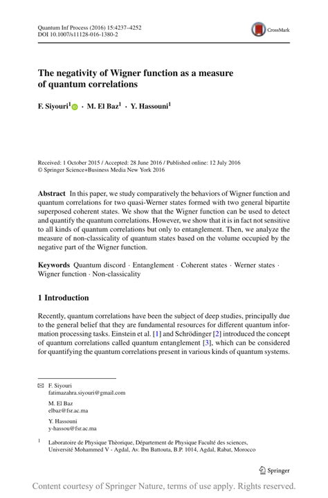 The Negativity Of Wigner Function As A Measure Of Quantum Correlations