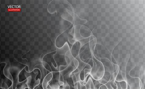 물 차 음식 커피 얼음에 연기의 집합입니다 증기 안개 구름 가스 안개 벡터 일러스트 레이 션입니다 얼음 위의 흐릿한 향기 어두운 또는 투명 한 배경에 컵 위에 뜨거운 증기