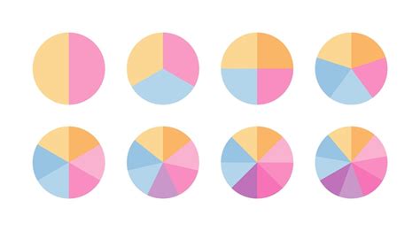 Premium Vector Multicolor Circle Graph Set Round Schemes With Sectors Piechart With Segments