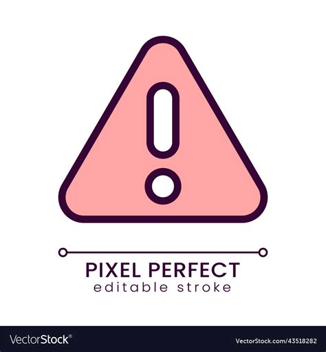 Warning Red Pixel Perfect Rgb Color Icon Vector Image