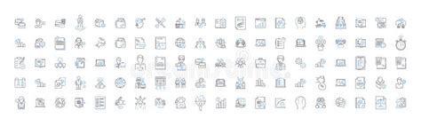 Business Intelligence Line Icons Collection Analytics Dashboards
