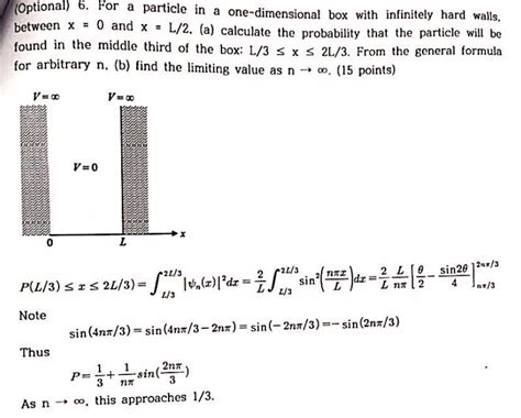 Solved Optional 6 For A Particle In A One Dimensional Box