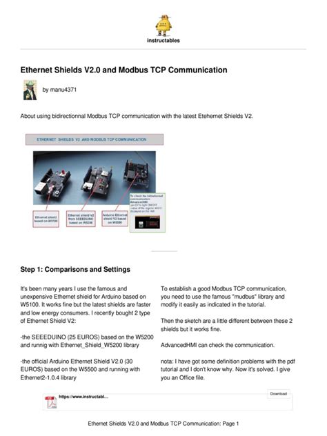 Ethernet Shields V20 And Modbus Tcp Communication Step 1 Comparisons